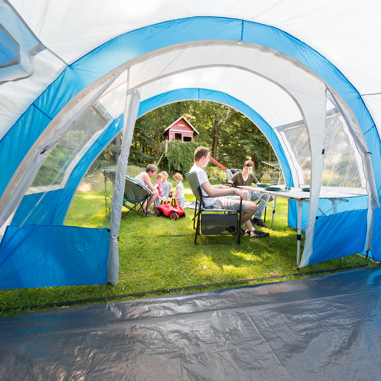 skandika Kemi 4 Personen Familienzelt Festival Tunnel 480x340 cm blau ...
