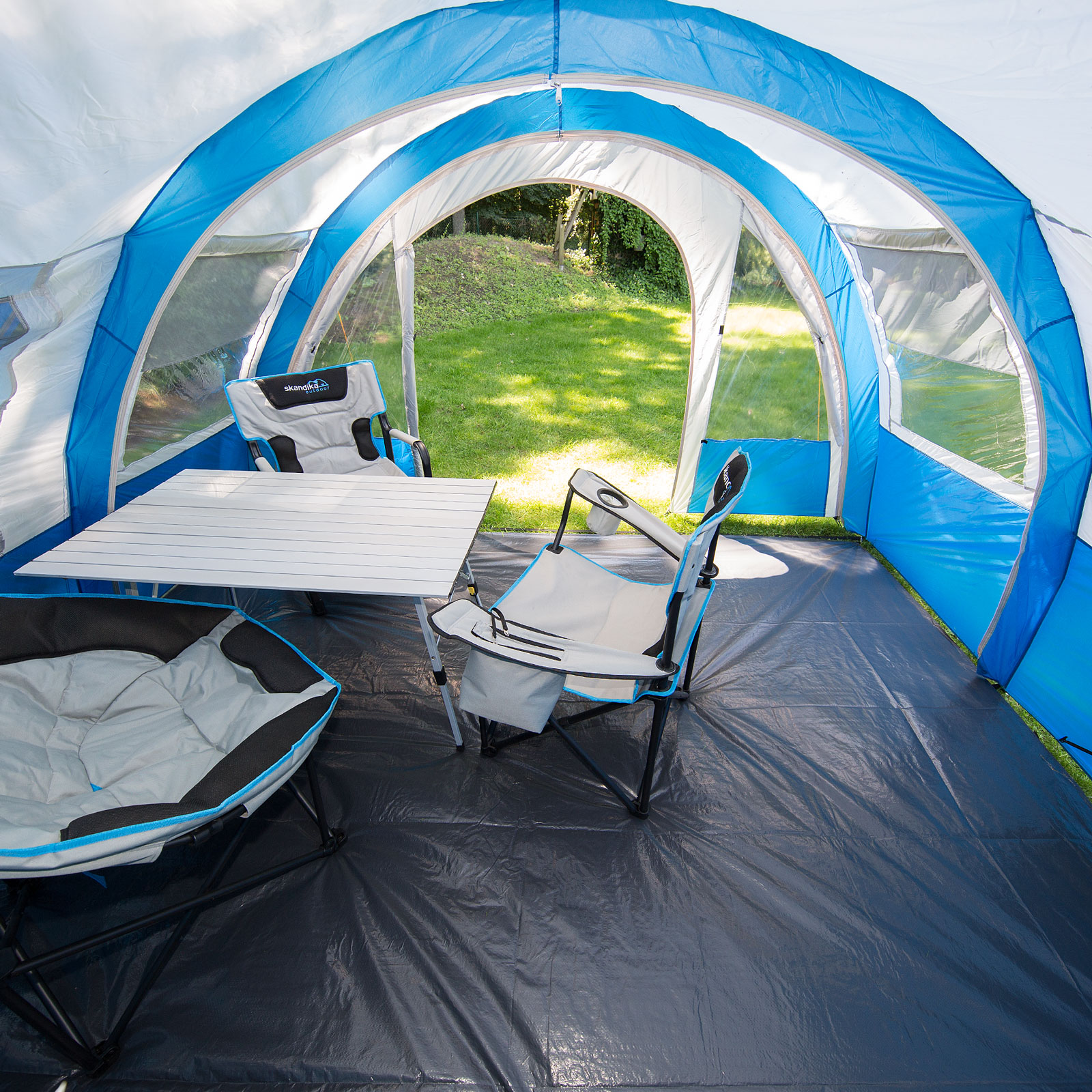 skandika Kemi 4 Personen Familienzelt Festival Tunnel 480x340 cm blau ...
