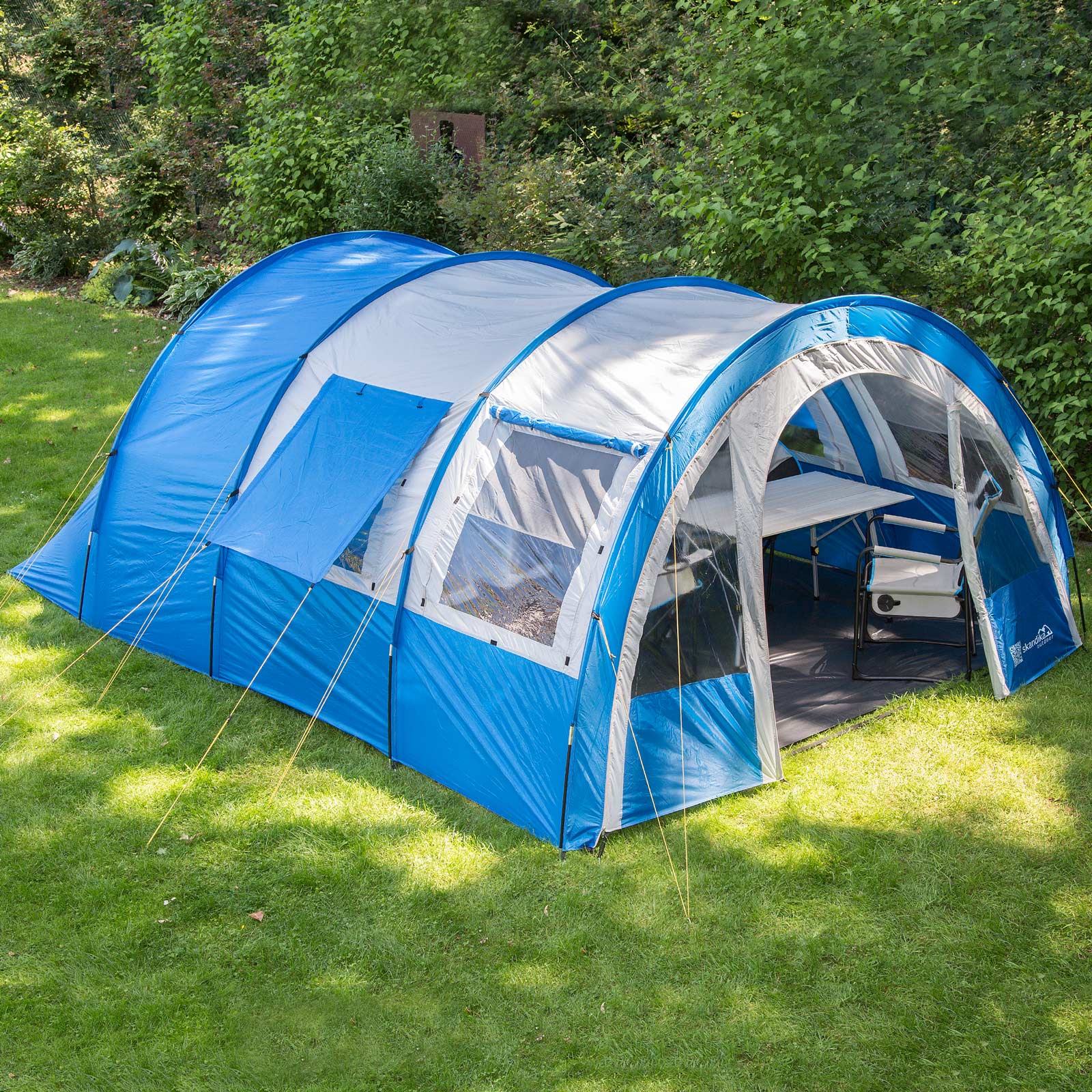 skandika Kemi 4 Personen Familienzelt Festival Tunnel 480x340 cm blau ...